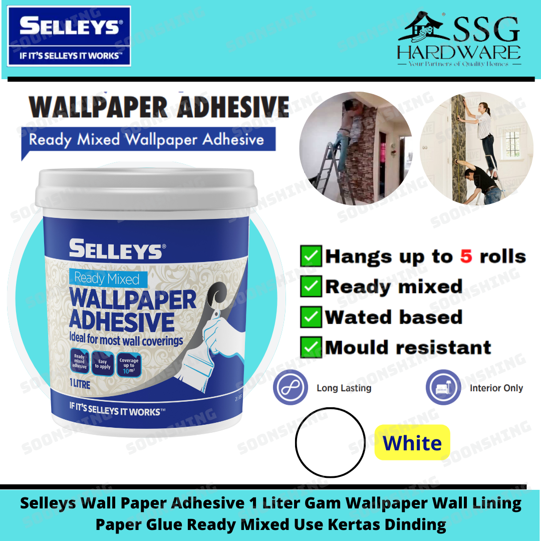 Selleys WallPaper Adhesive Glue 1 Liter Gam Wallpaper Wall Lining Paper ...