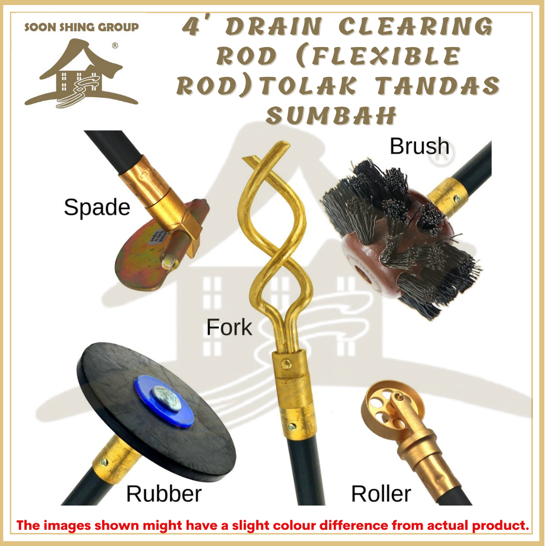 [READY STOCK] 4FT DRAIN FLEXIBLE CLEANING ROD / WORM SCREW / WHEEL ...