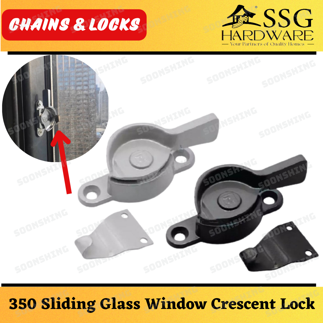 350 Sliding Glass Window Crescent Lock (Silver, MB) Sliding Window Lock ...
