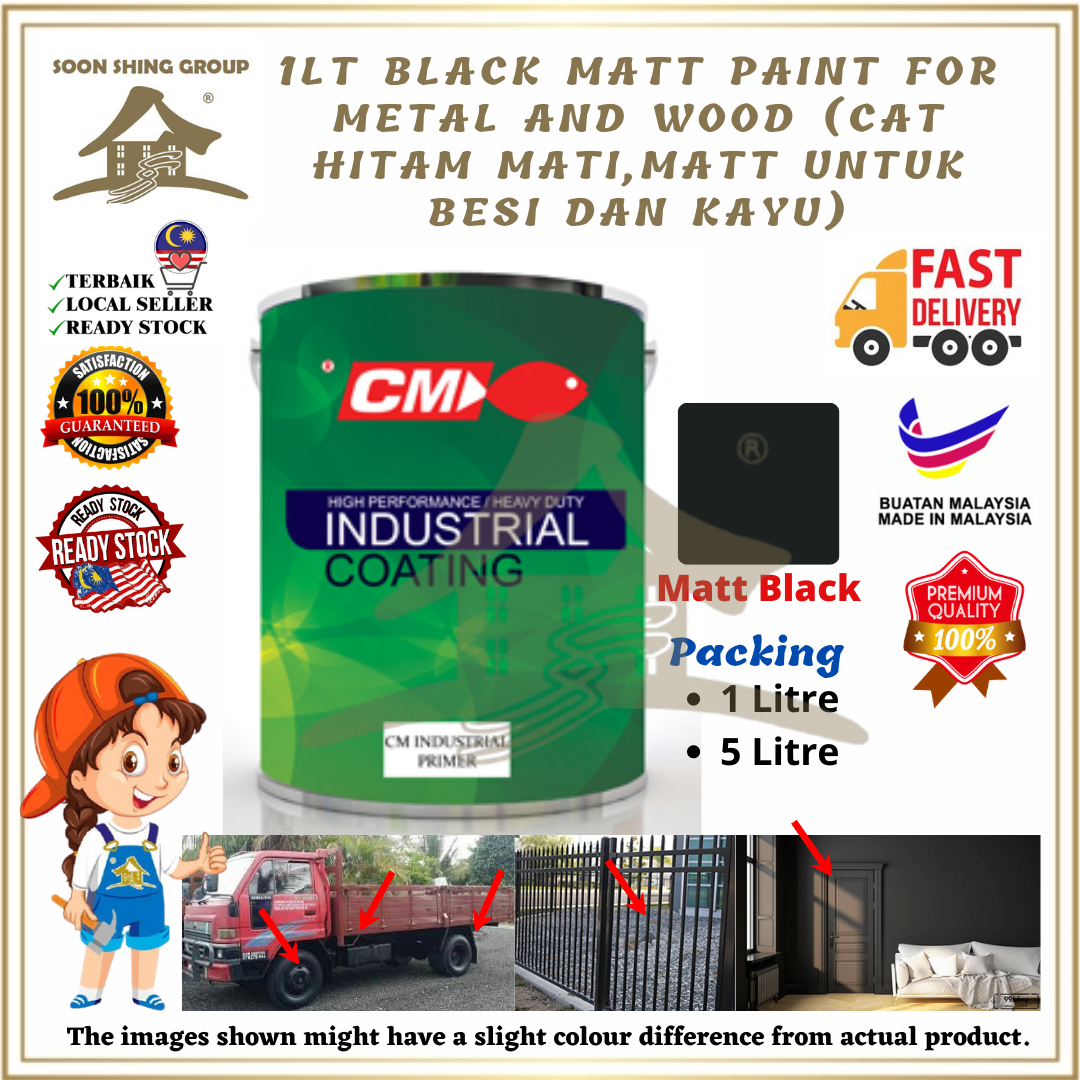 BLACK MATT PAINT FOR METAL AND WOOD ( Black Oxide Primer / Cat Hitam ...