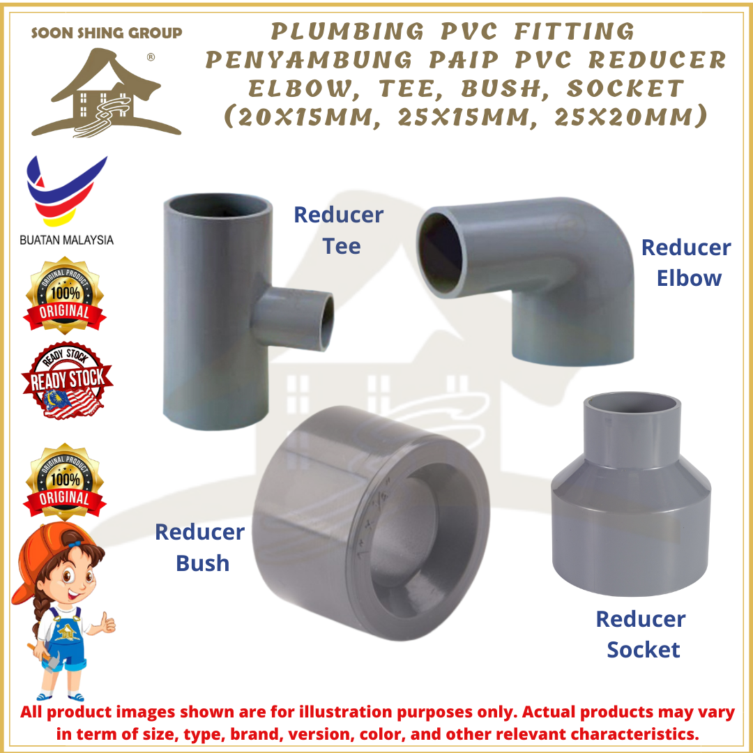 Plumbing PVC Fitting Penyambung Paip PVC Reducer Elbow, Reducer Tee ...