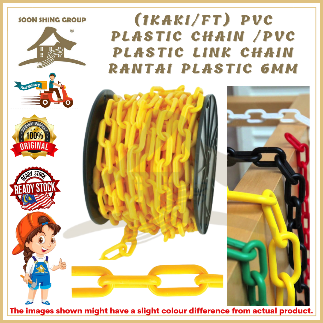 (1 KAKI / Ft) PVC Plastic Chain / PVC PLASTIC LINK CHAIN RANTAI PLASTIC 6mm