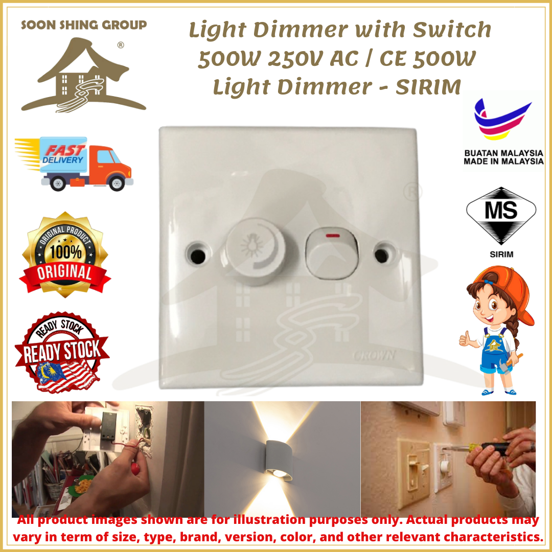 Light Dimmer with Switch 500W 250V AC / CE 500W Light Dimmer - SIRIM