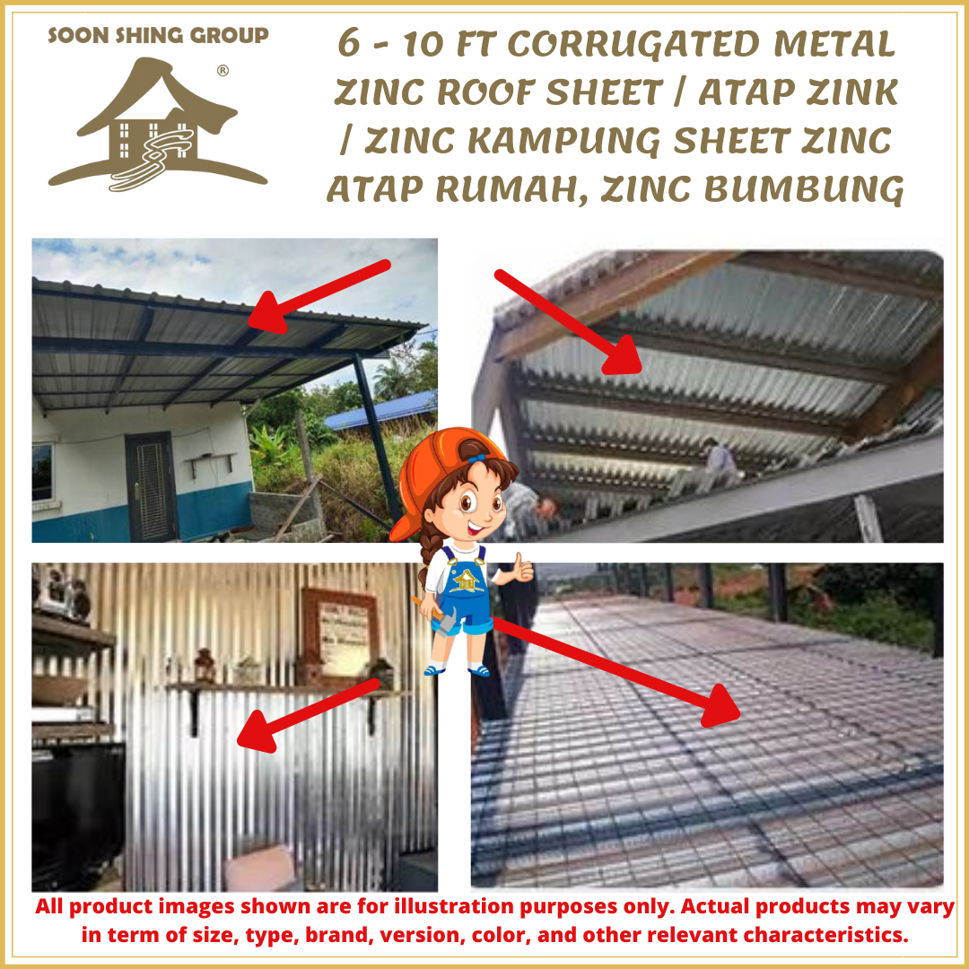 6 - 10 FT CORRUGATED METAL ZINC ROOF SHEET / ATAP ZINK / ZINC KAMPUNG ...