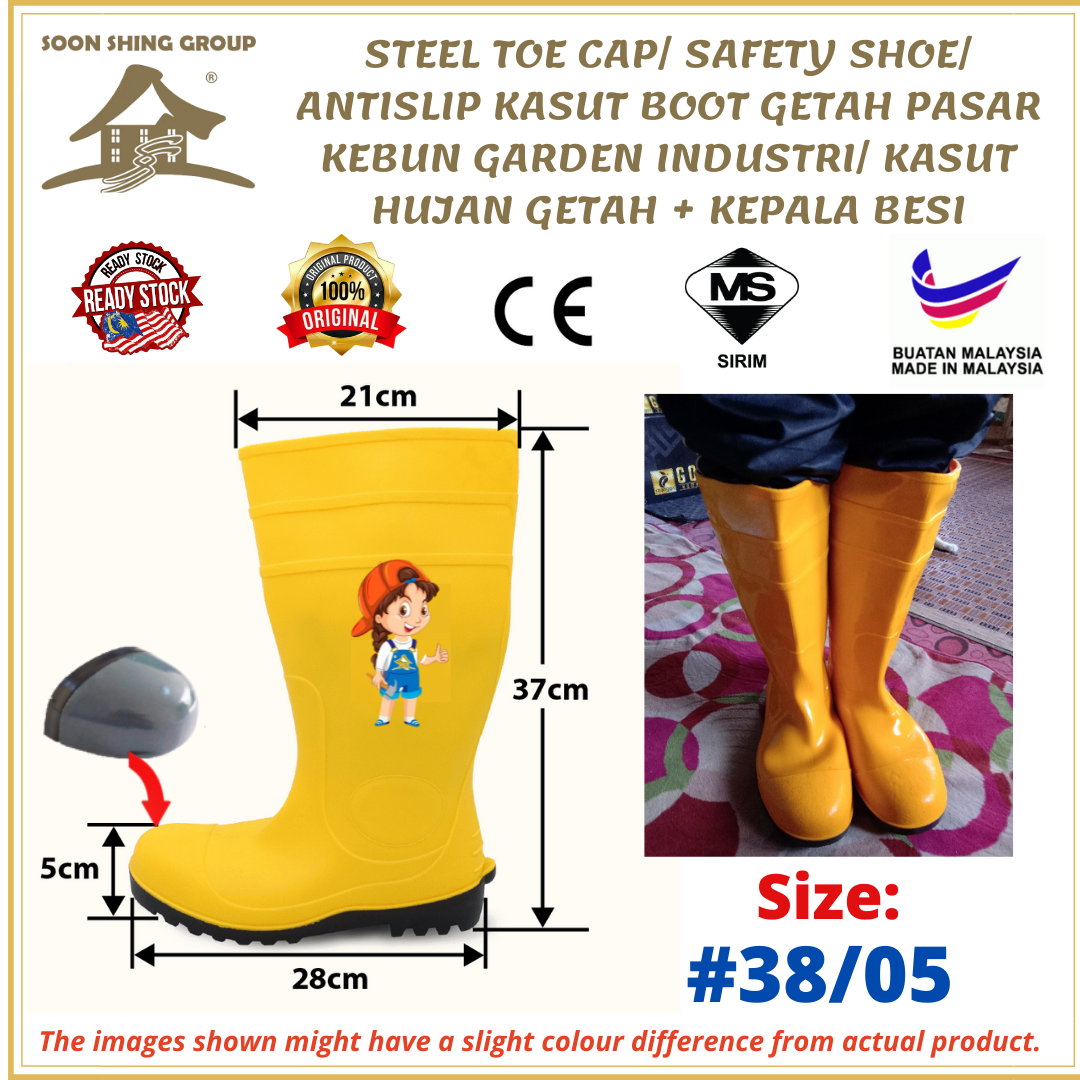 Steel Toe Cap/ Safety Shoe/ Antislip Kasut Boot Getah Pasar Kebun ...