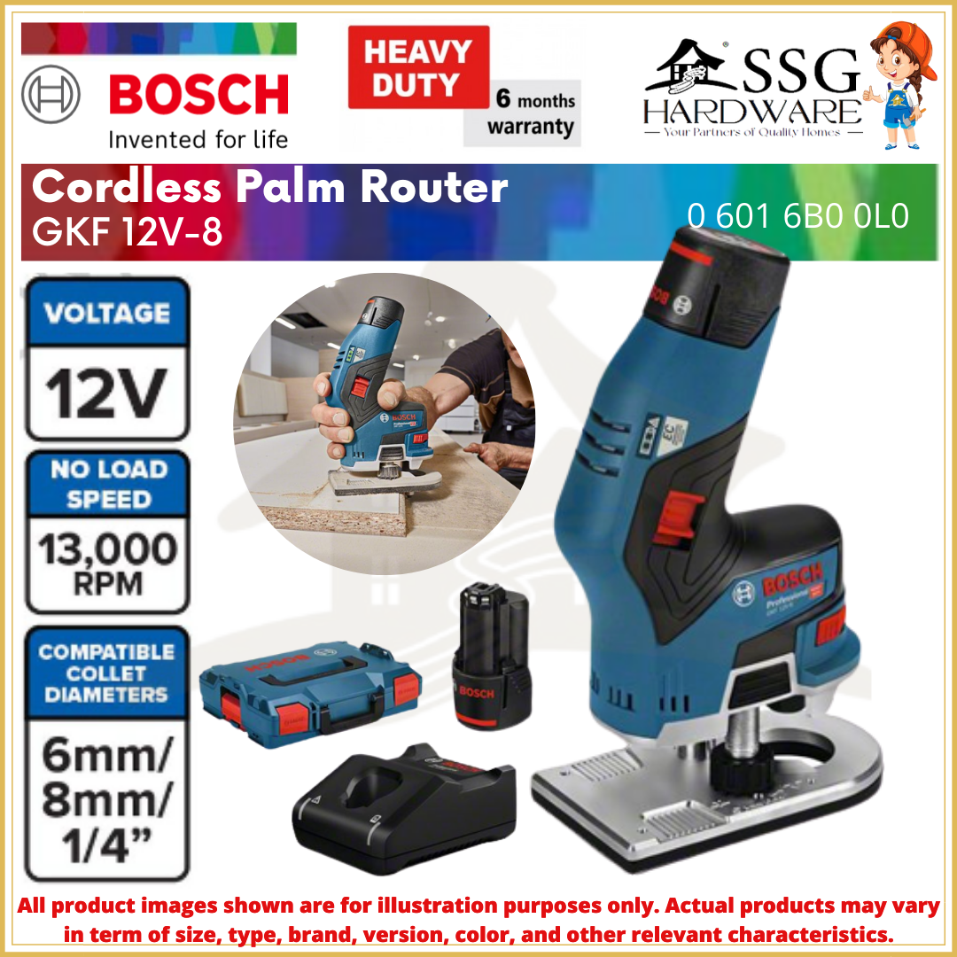 BOSCH GKF 12V-8 Cordless Palm Router Electric Hand Wood Trimmer Wood ...