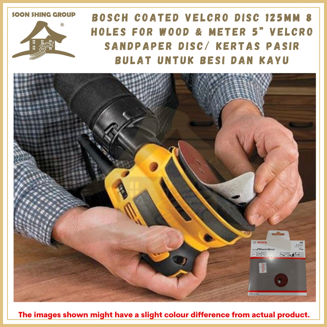 BOSCH Coated Velcro Disc 125mm 8 Holes For Wood & Meter 5” Velcro ...