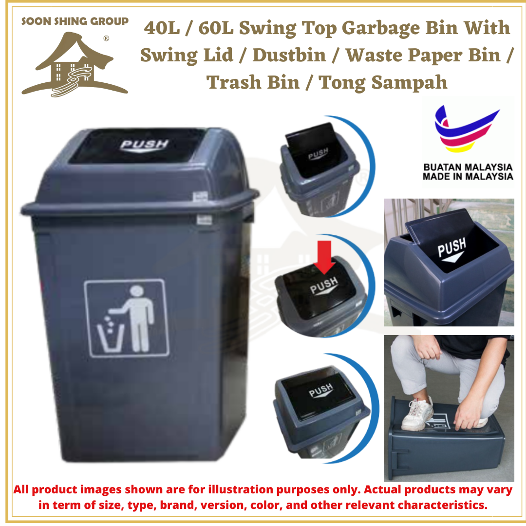 40L / 60L Swing Top Garbage Bin With Swing Lid / Dustbin / Trash Bin ...