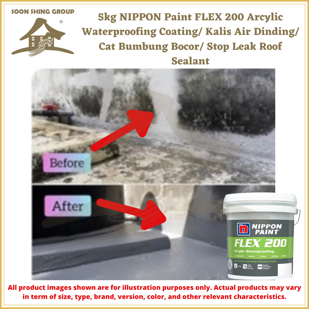 5kg NIPPON Paint FLEX 200 Arcylic Waterproofing Coating/ Kalis Air Dinding/ Cat Bumbung Bocor ...