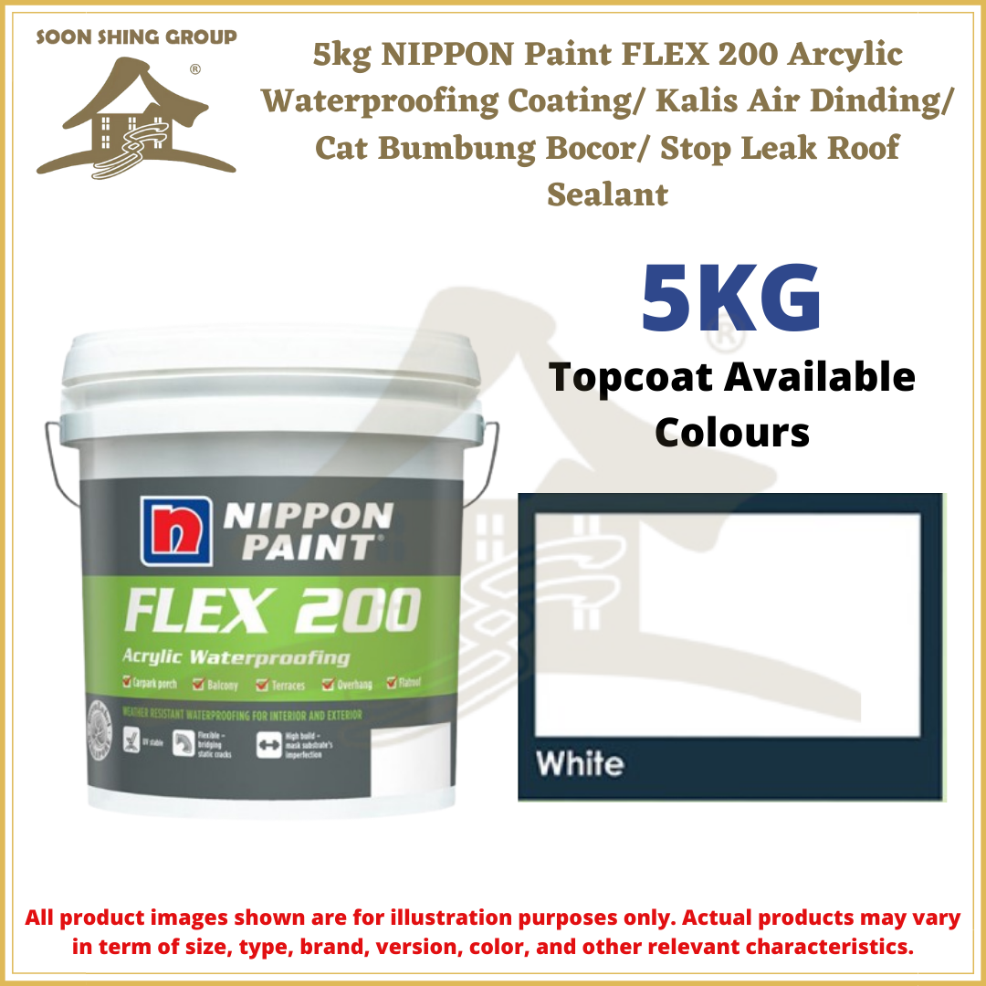 5kg NIPPON Paint FLEX 200 Arcylic Waterproofing Coating/ Kalis Air Dinding/ Cat Bumbung Bocor ...
