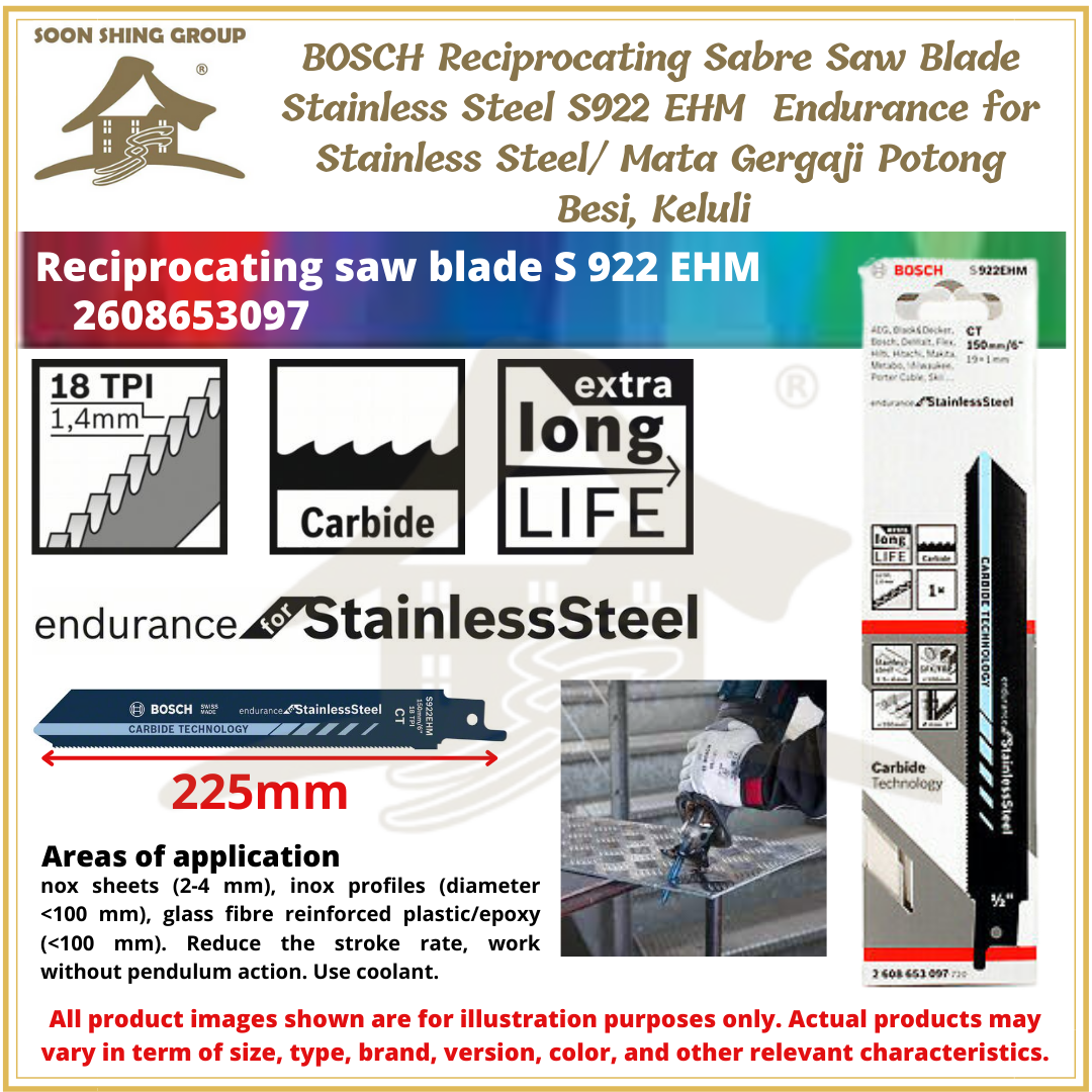 BOSCH Reciprocating Sabre Saw Blade Steel S922 EHM Endurance for ...
