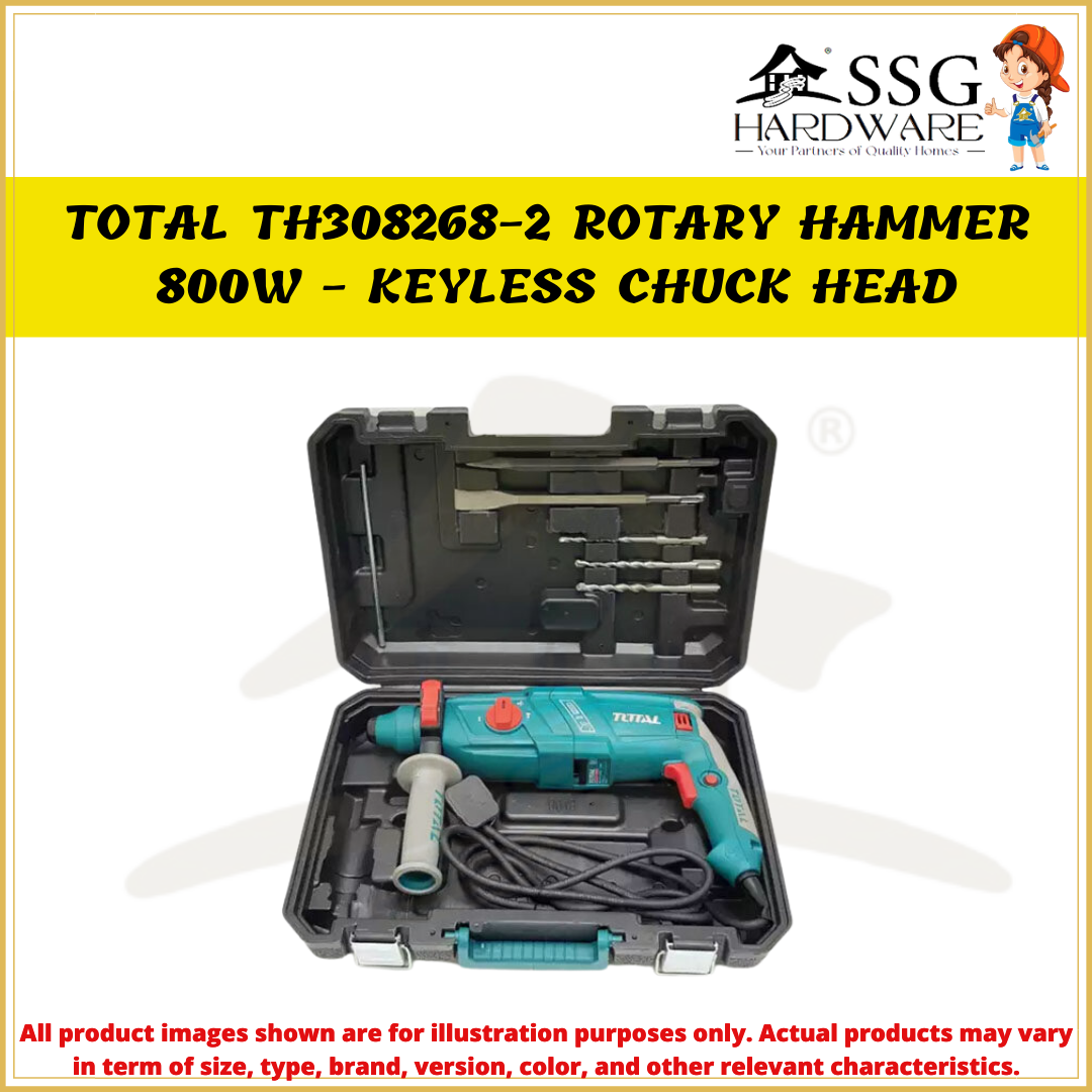 TOTAL TH308268-2 ROTARY HAMMER 800W - KEYLESS CHUCK HEAD/ CORDLESS ...