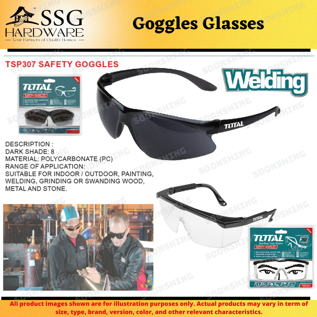 TOTAL Eye Protection Protective Safety Riding Goggles Glasses work DARK ...