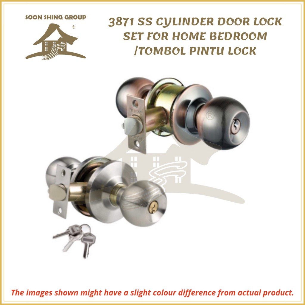 3871 SS CYLINDER DOOR LOCK SET FOR HOME BEDROOM /TOMBOL PINTU LOCK