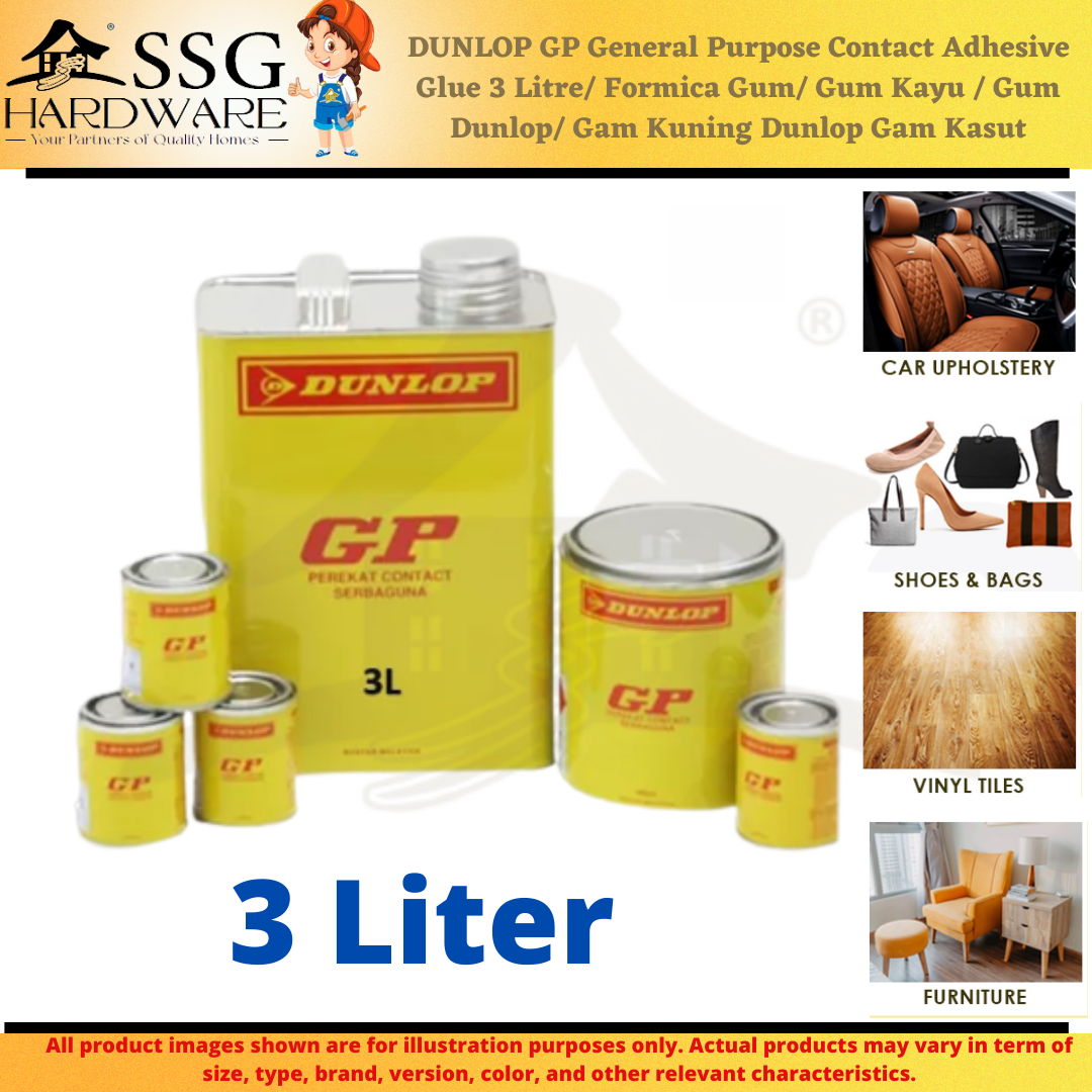DUNLOP GP General Purpose Contact Adhesive Glue 3 Litre/ Formica Gum ...