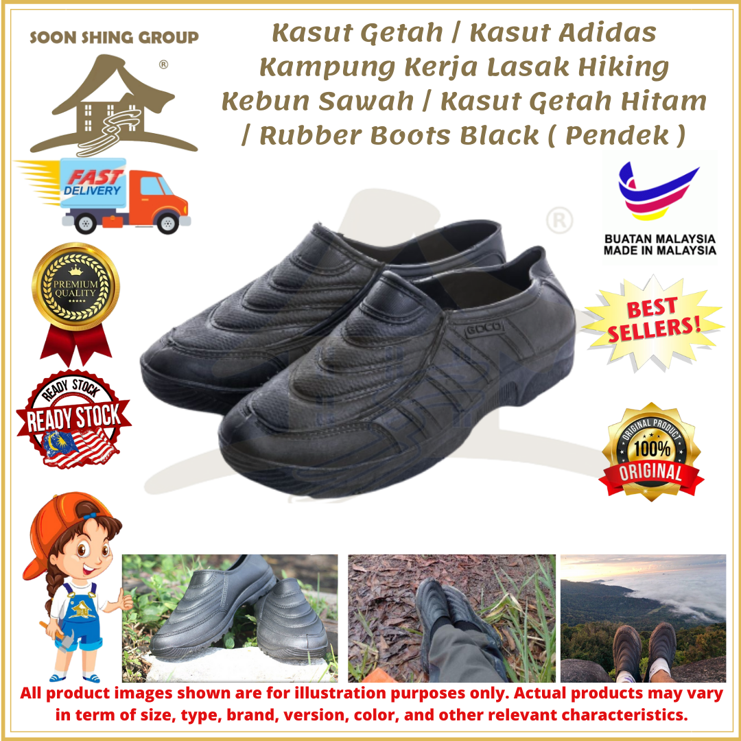 Kasut Getah / Non-Slip Waterprofing PVC Rubber Safety Shoes / Kasut ...
